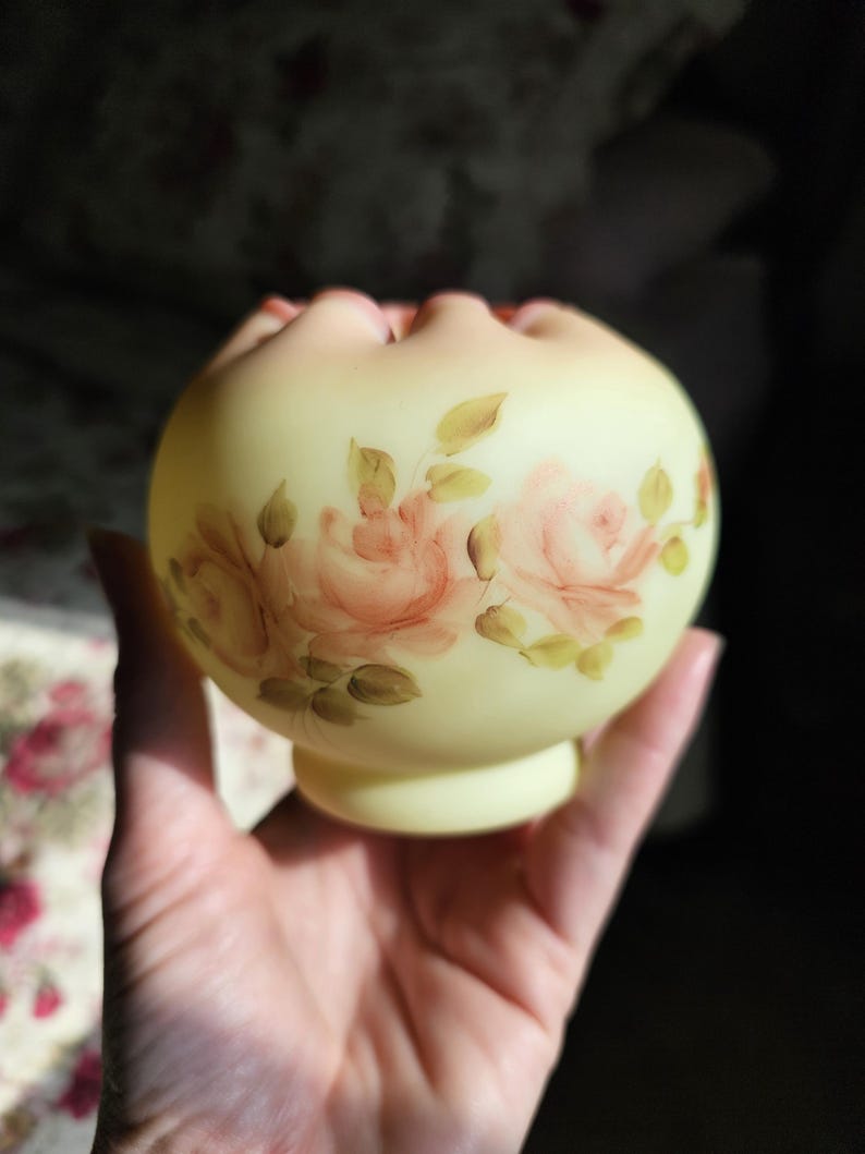 1970s Fenton Louise Piper Burmese Rose Bowl Uranium Glass Louise Piper ...