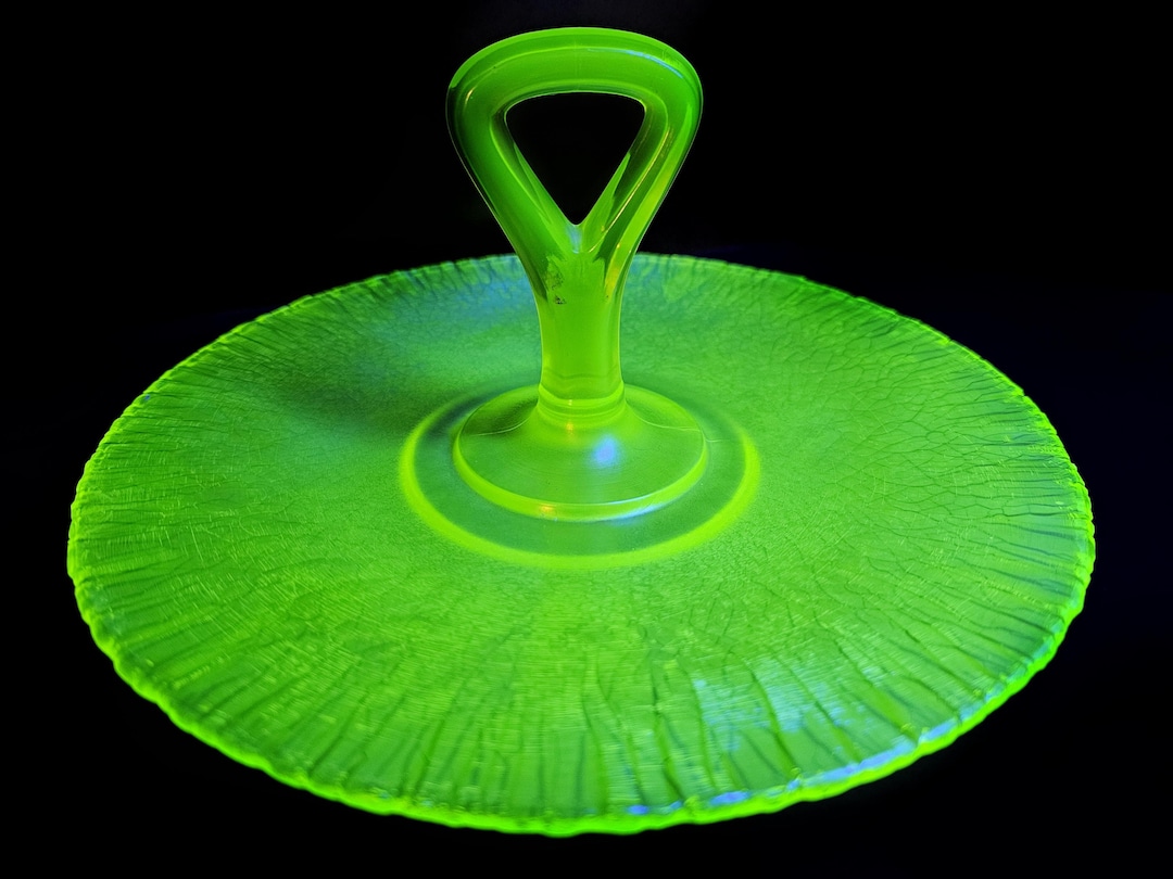 Antique Fenton Uranium Stretch Glass Tidbit Tray: Iridescent 1920s ...