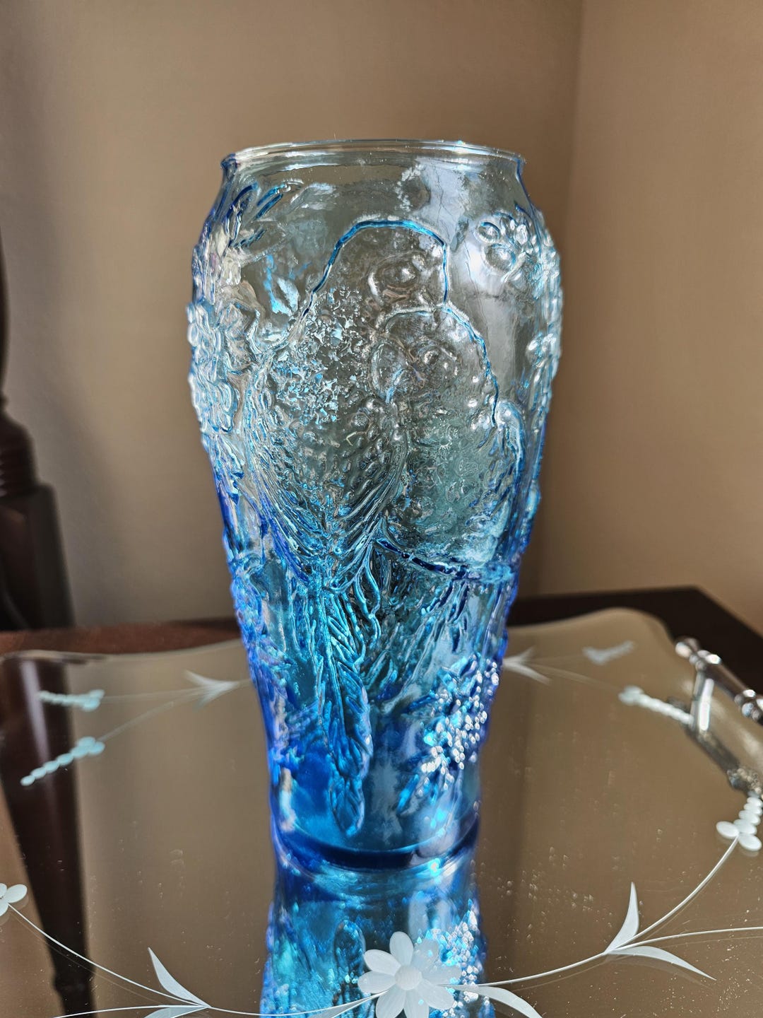 Vintage Indiana Glass Tiara Parrot & Floral 9 Vase Vintage Glass ...