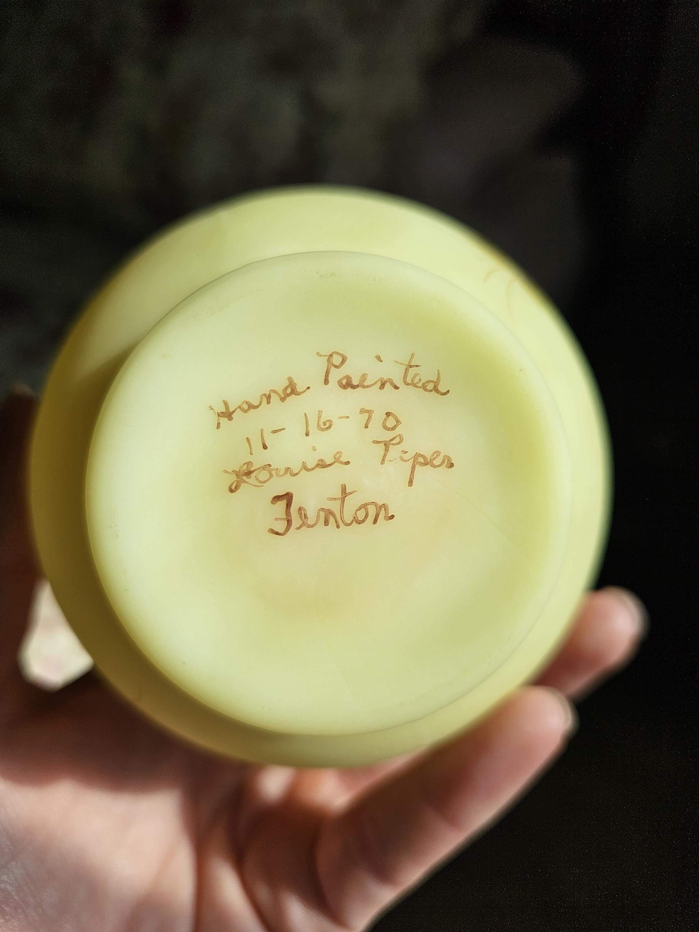 1970s Fenton Louise Piper Burmese Rose Bowl Uranium Glass Louise Piper ...