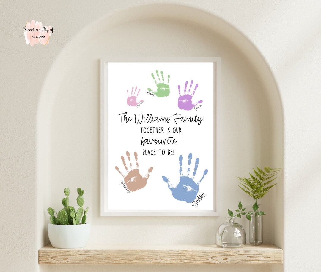 Personalised Family Prints Hand Prints With Names Wall Print With Quote ...