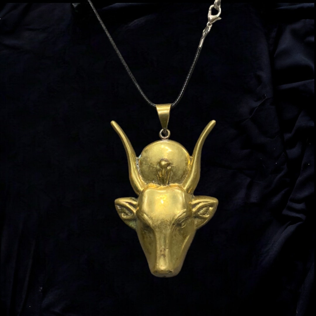 Rare Hathor Mask Amulet: Hand-carved Egyptian Cow Head Pendant ...