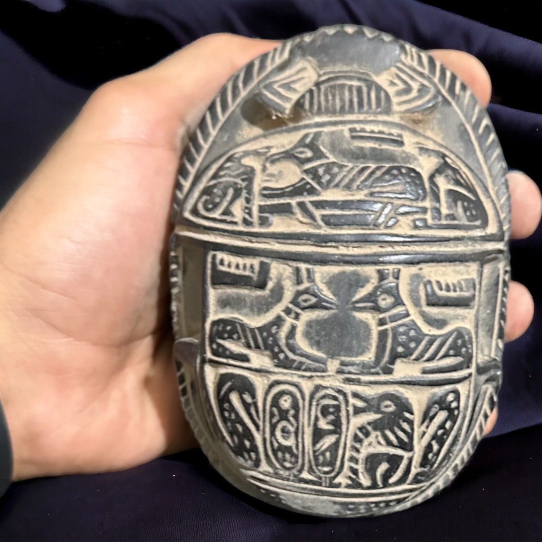 Rare ANCIENT EGYPTIAN Antique Pharaonic Key of Life Scarab Hieroglyphic ...