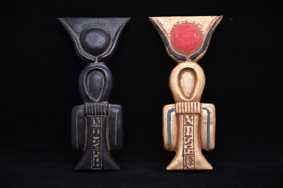 Rare Egyptian Tyet Amulet Knot of Isis Hand Carved Multi Colored Stone ...