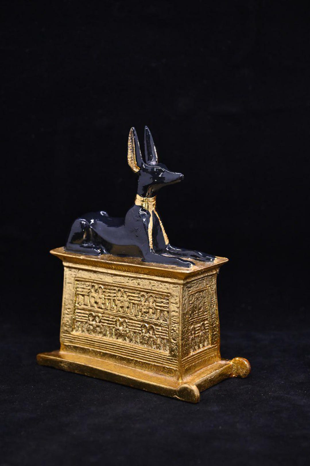 Hand-carved Anubis Stone Statue Covered in Gold Leaf – Ancient Egyptian ...