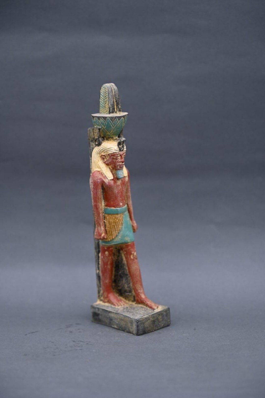 Nefertem Statue: Ancient Egyptian God Sculpture, Colorful Stone & Gold ...