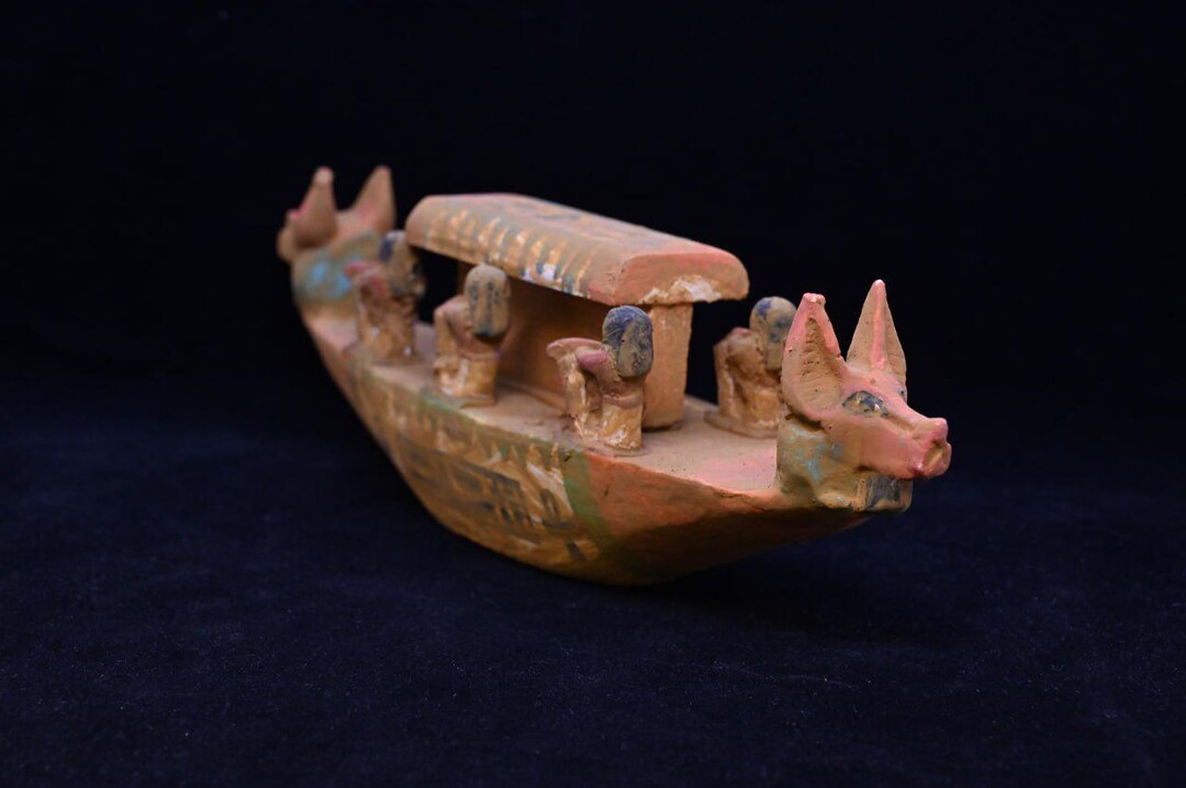 Handmade Anubis Boat Statue: Egyptian Decor Replica - Etsy