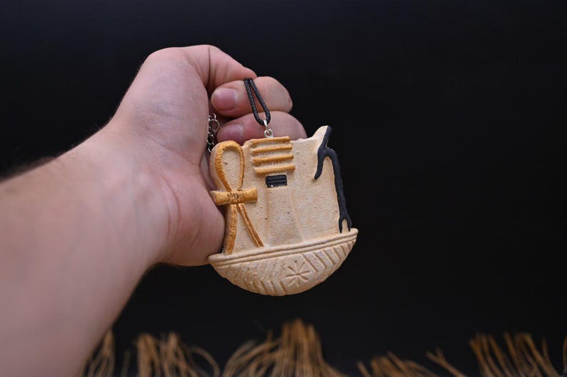 Egyptian Amulet Necklace: Scepter, Djed, and Ankh Symbols - Etsy