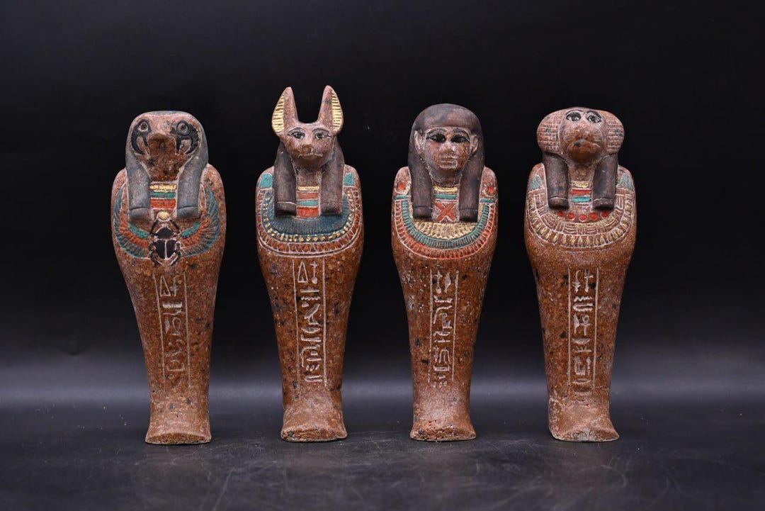 Handmade Stone Sons of Horus Statues: Egyptian Decor Replica Set - Etsy