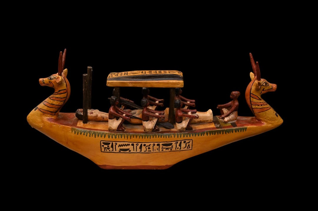 Handmade Egyptian Funerary Boat Statue: Ancient Replica Wood Art - Etsy