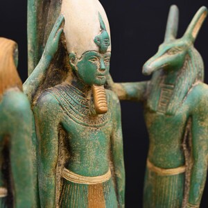 Hand-carved Egyptian Trinity Statue: King Ramesses III, Horus & Set ...