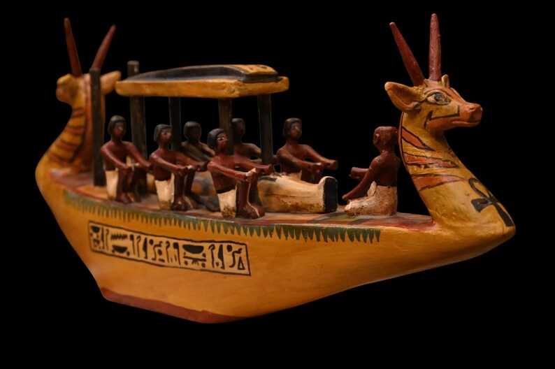 Handmade Egyptian Funerary Boat Statue: Ancient Replica Wood Art - Etsy