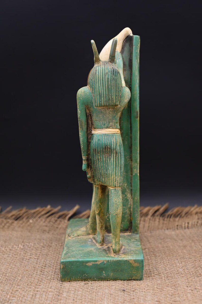 Hand-carved Egyptian Trinity Statue: King Ramesses III, Horus & Set ...
