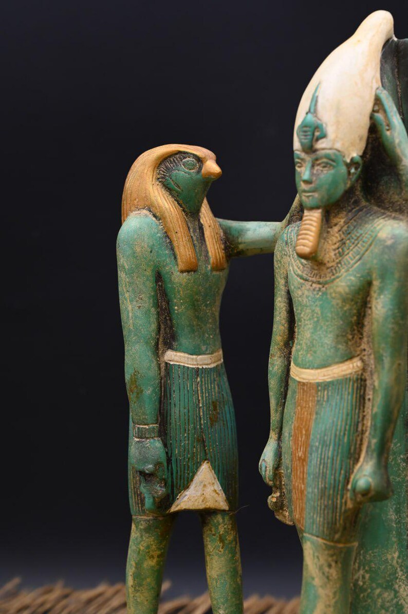 Hand-carved Egyptian Trinity Statue: King Ramesses III, Horus & Set - Etsy