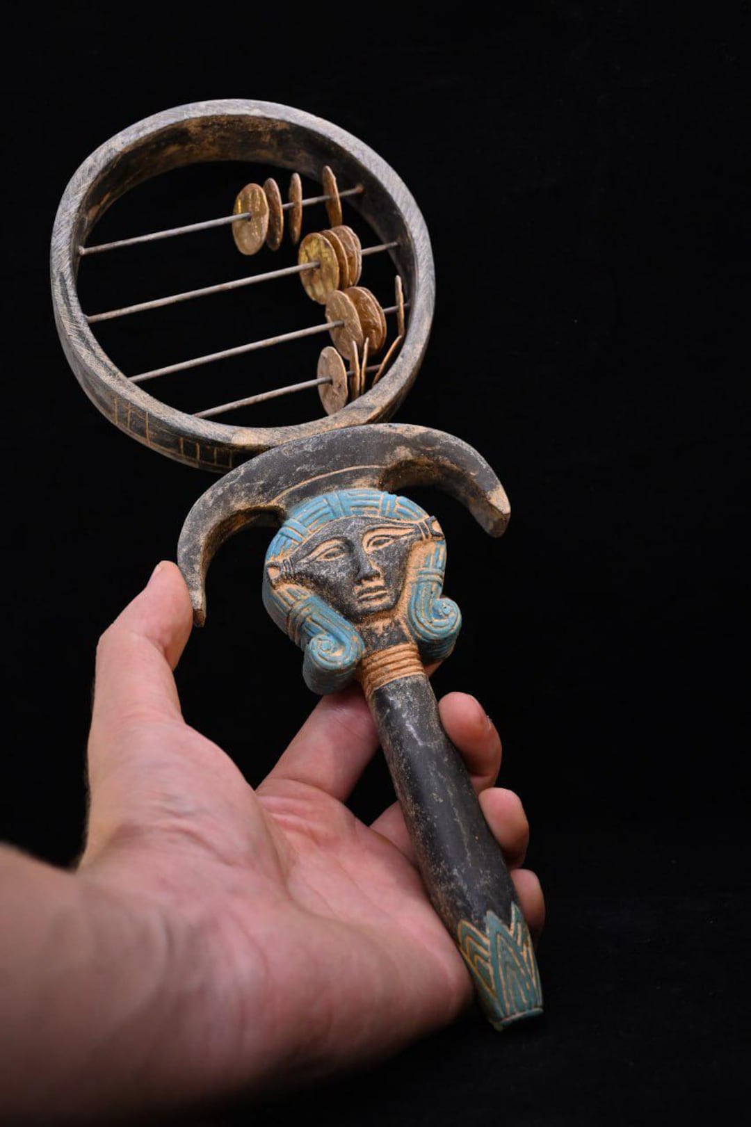 Handmade Egyptian Hathor Sistrum: Ancient Goddess Instrument - Etsy
