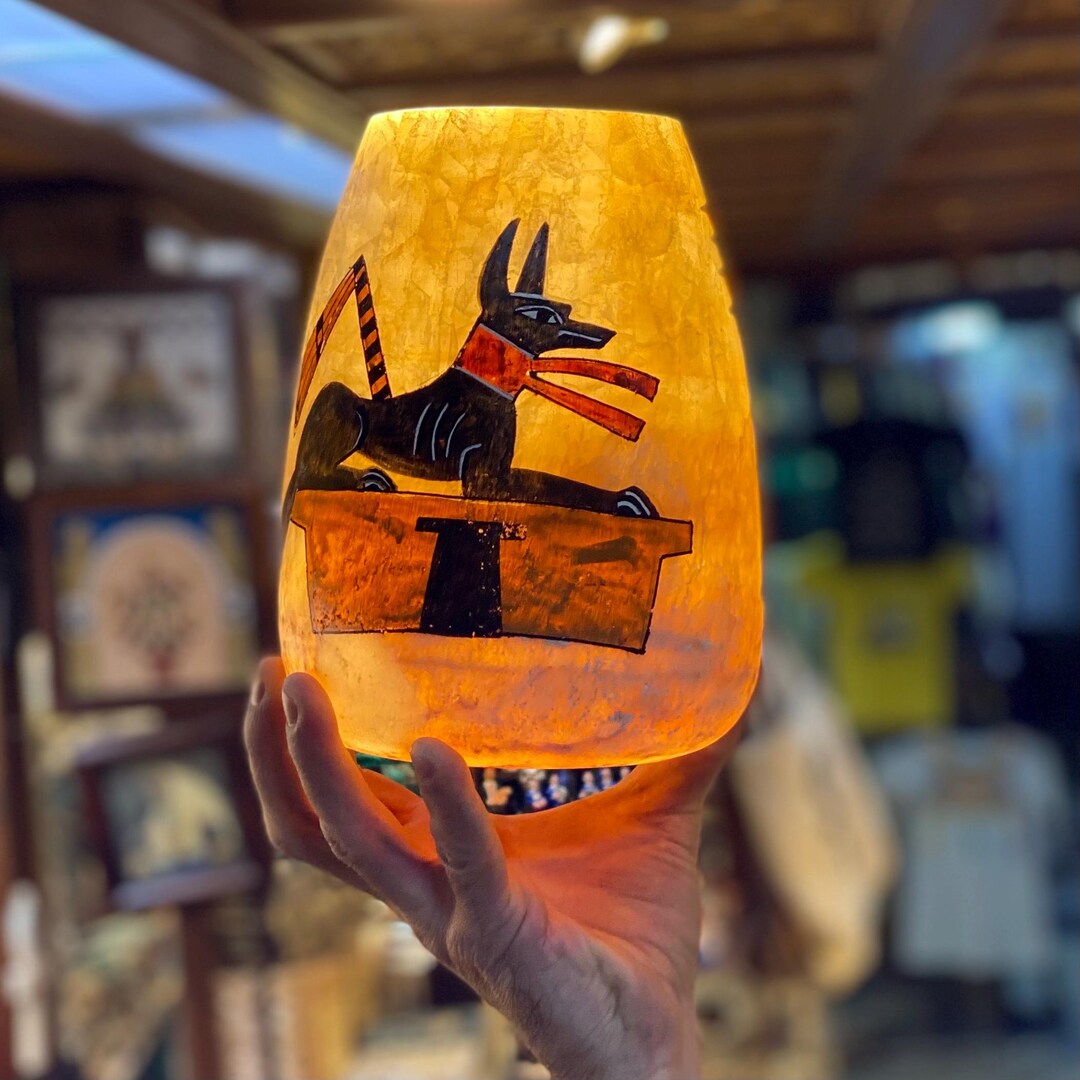 Handmade Egyptian Alabaster Vase: Anubis, Djed Pillar, Lotus Flower - Etsy