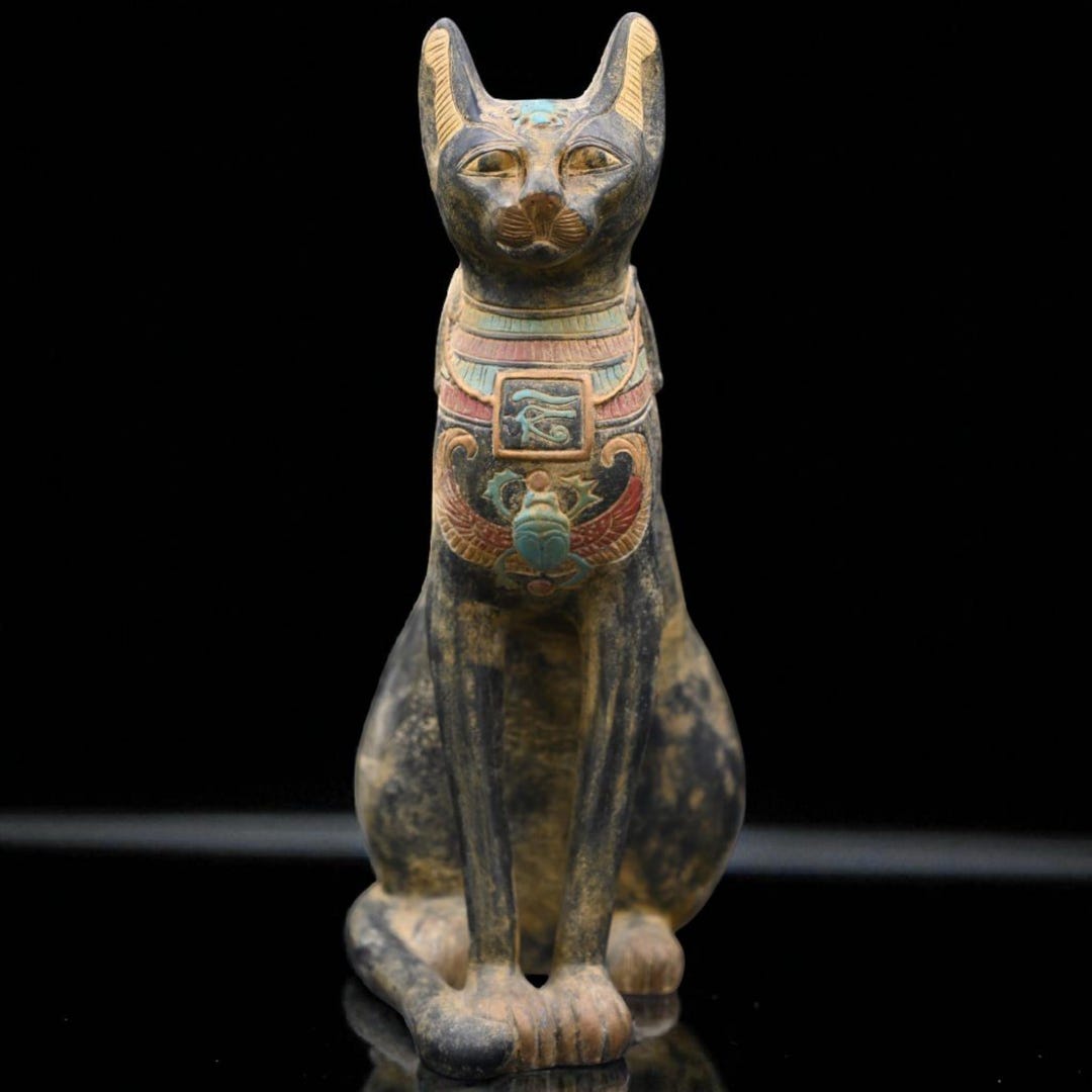 Hand-carved Stone Bastet Statue: Egyptian Goddess of Protection, 40cm ...