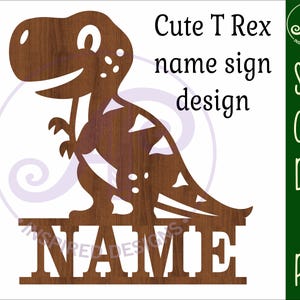 T-rex Dino Name Sign: Laser Cut SVG Template (digital Download) - Etsy