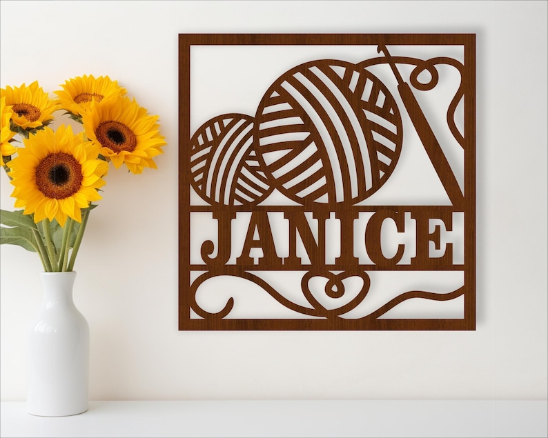 Crochet Name Sign SVG: Laser Cut Door Hanger Template (digital Download ...