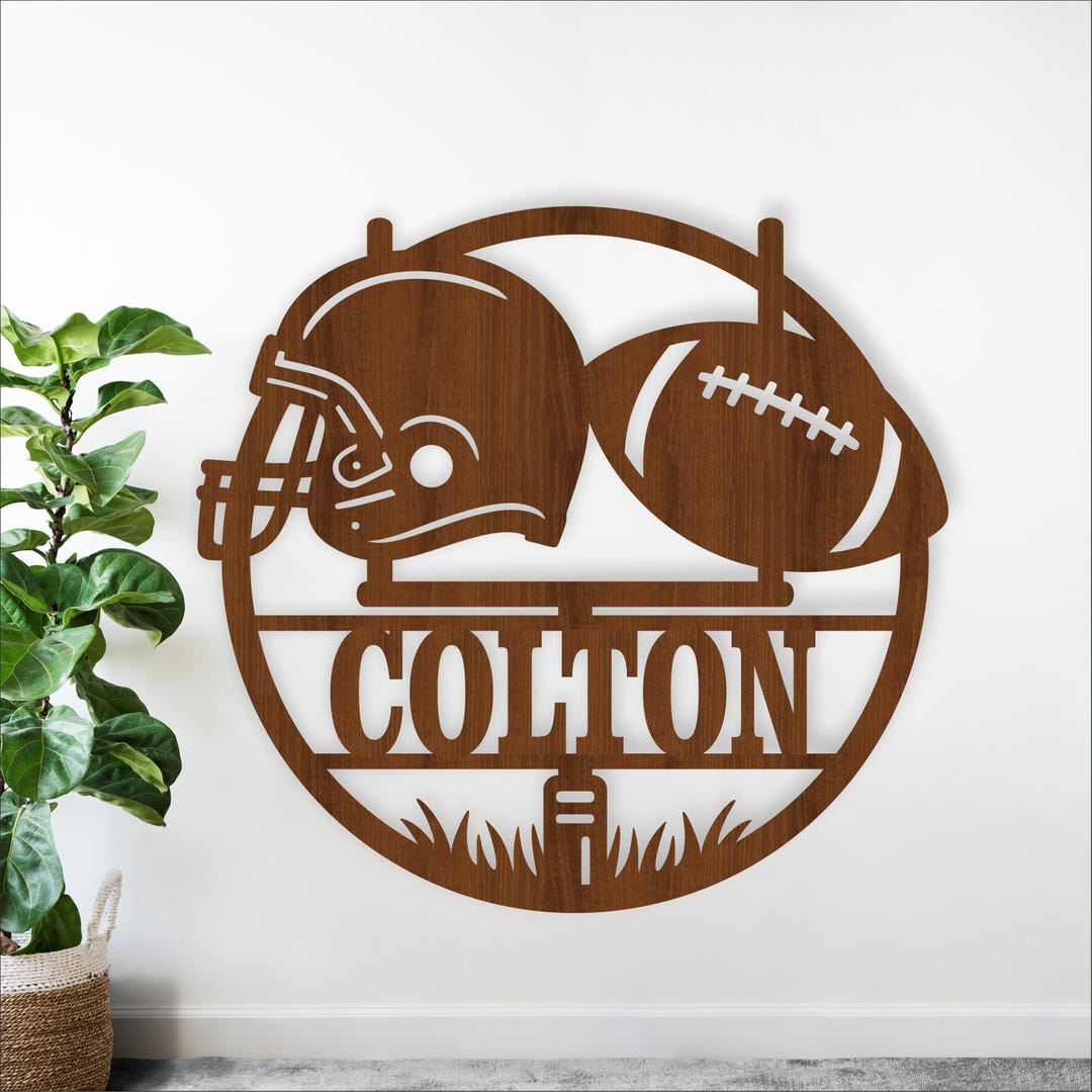 Football Name Sign SVG: Personalized Sports Laser Cut Decor (digital ...