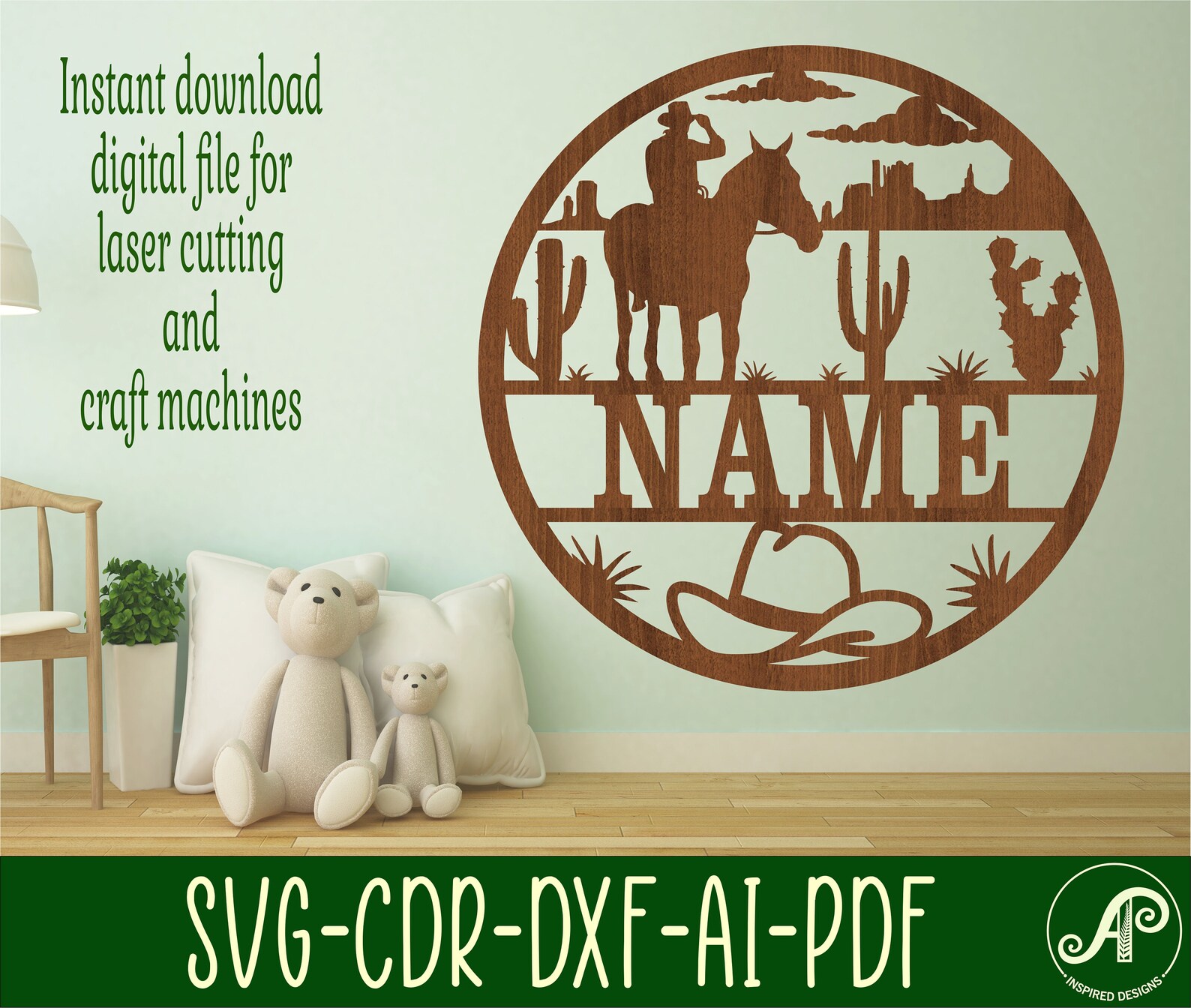 Cowboy Name Sign: Laser Cut Western Decor (digital Download) - Etsy