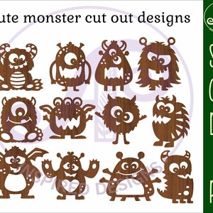 Monster Laser Cut Shapes: 12 SVG Vector Files (digital Download) - Etsy