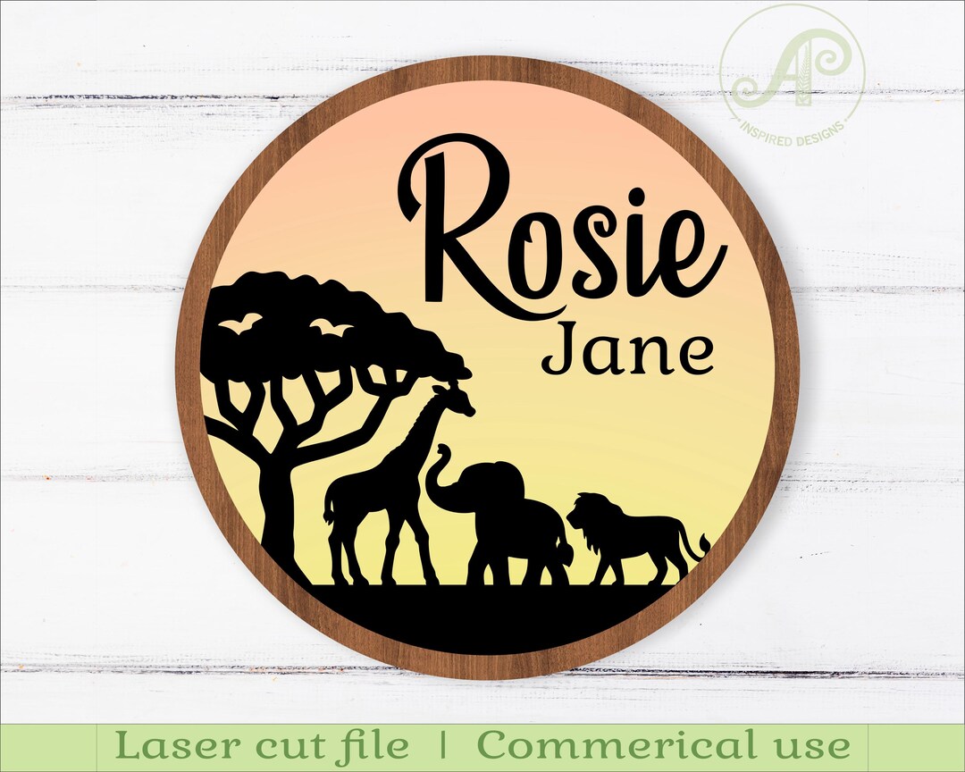 Safari Jungle Animal Name Sign SVG – Custom Laser Cut Wall Decor for ...