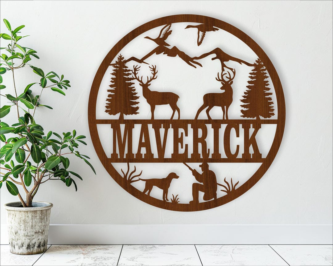 Hunting Name Sign: Laser Cut Nature Wall Decor (digital Download) - Etsy