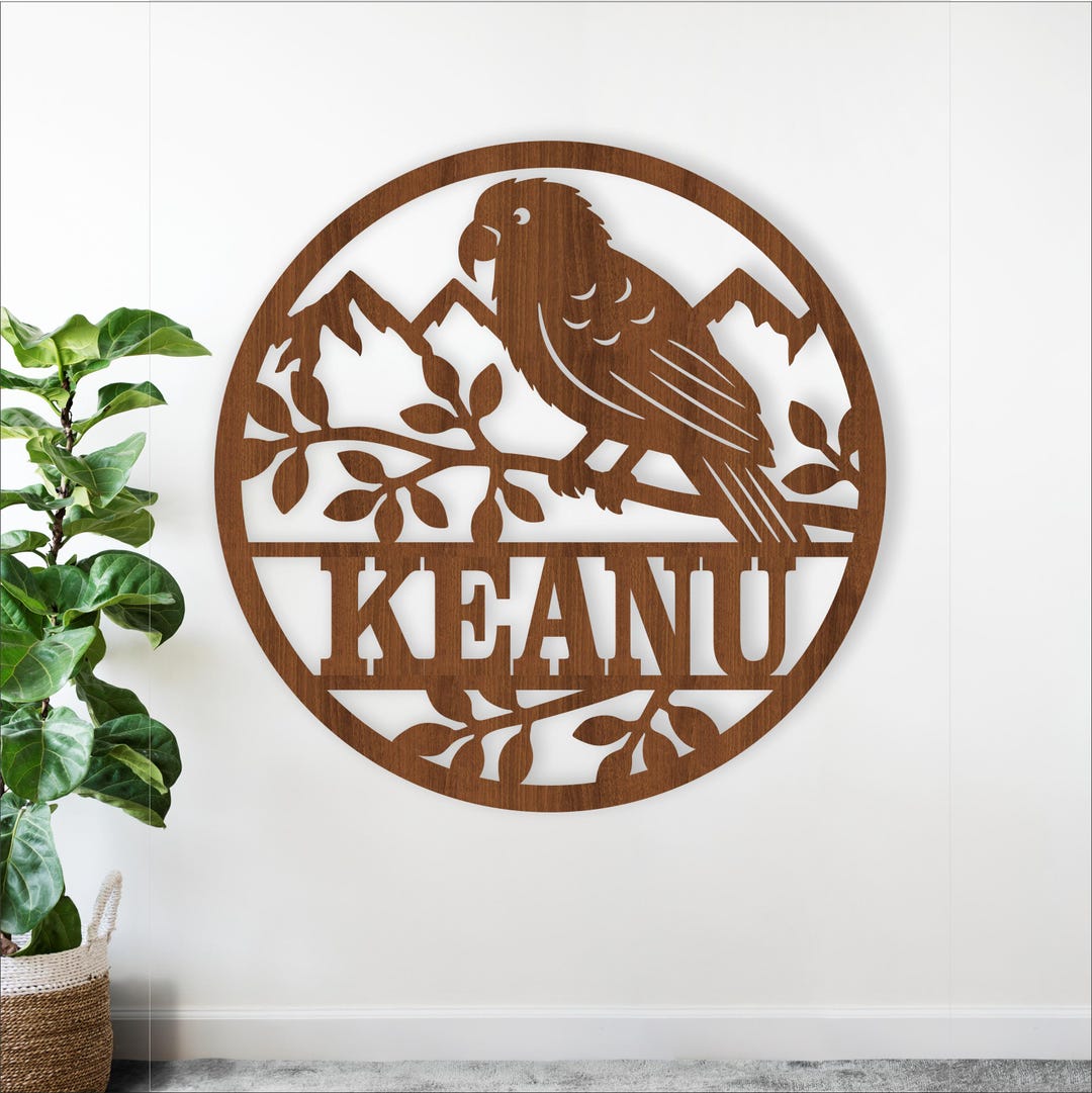 New Zealand Kea Bird Name Sign SVG: Laser Cut Personalized Wall Decor ...