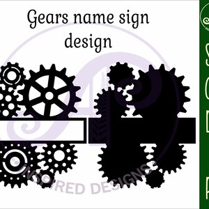 Gears Name Sign SVG Laser Cut Template, Door or Wall Hanger, Vector ...