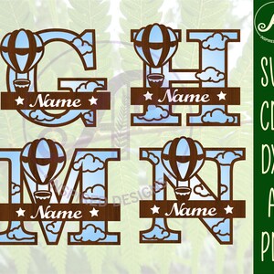 Hot Air Balloon Monogram Letter Name Signs. 3 Layers SVG Laser Cut ...