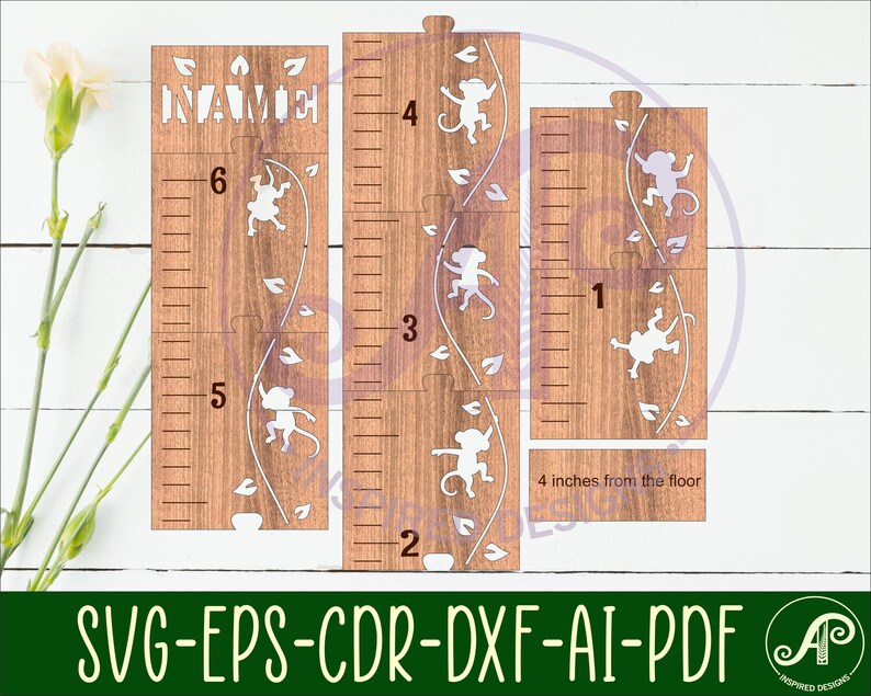 Monkey Height Chart SVG: Laser Cut Kids Room Decor (digital Download ...