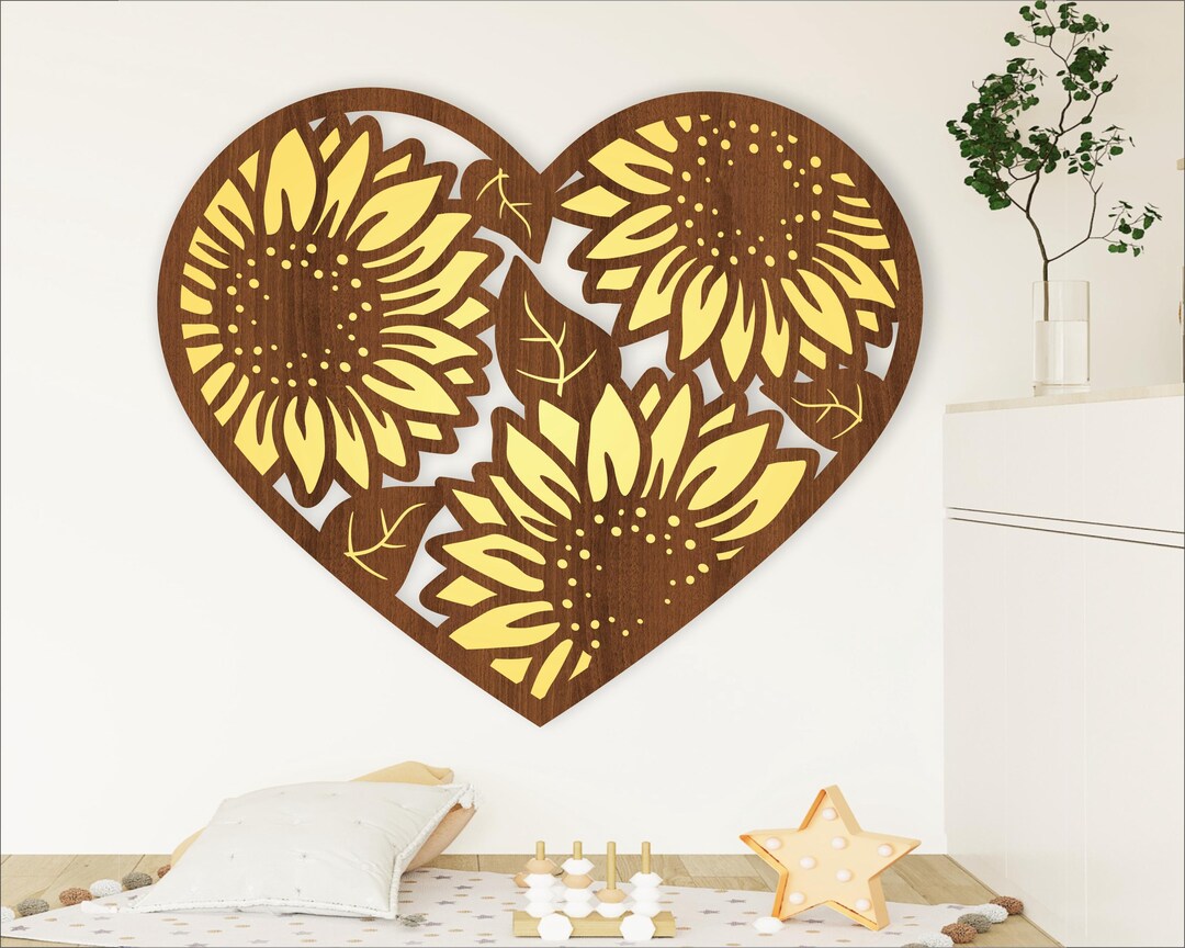 Floral Heart Wall Art Sign , SVG File. Vector File Ai, Cdr, Dxf Instant ...