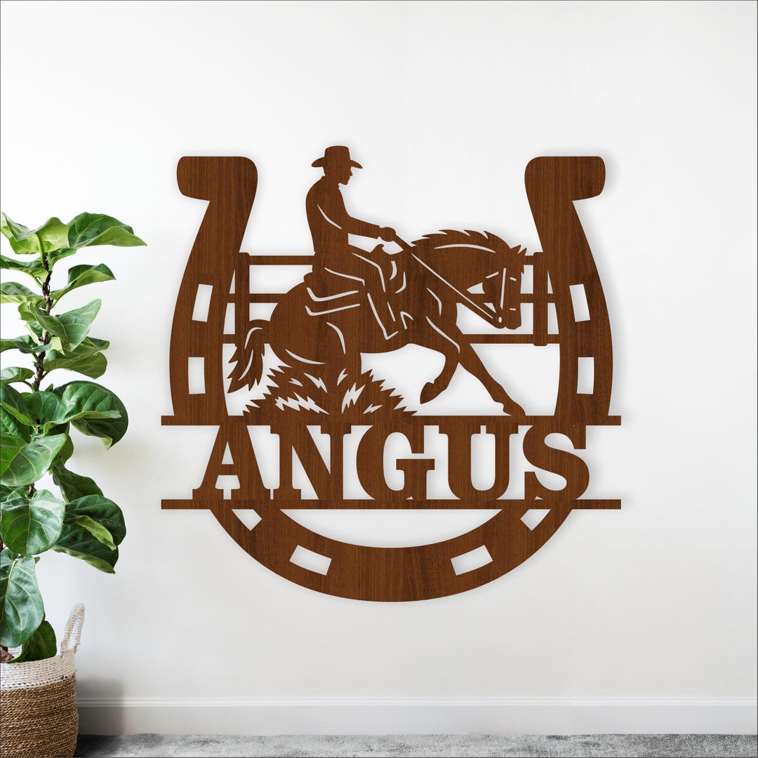 Horse Reining Name Sign SVG Western Cowboy Ranch Horseshoe Wall Art ...