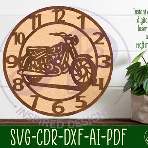 Motorcycle Wall Clock Laser Cut Files, SVG File. Vector File Ai, Cdr ...