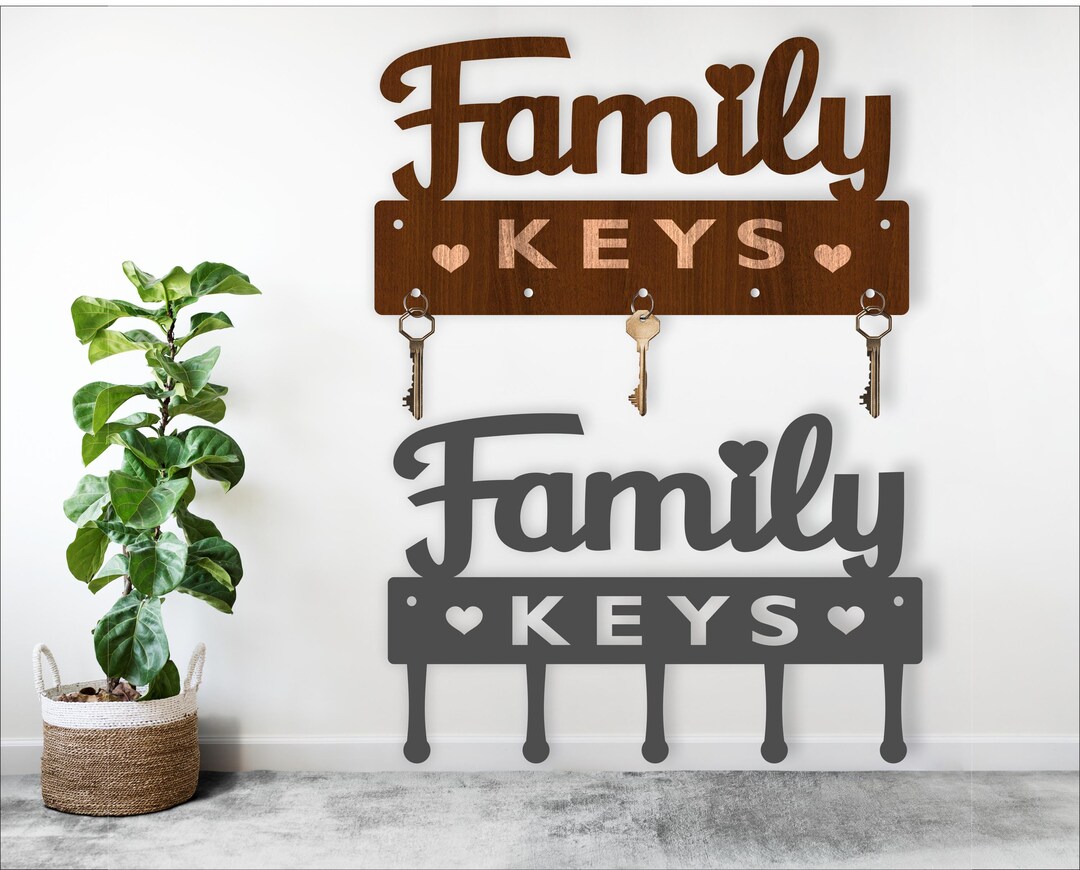 Family Keys Holder Designs for Wood and Metal Cutting. Laser Cut File ...