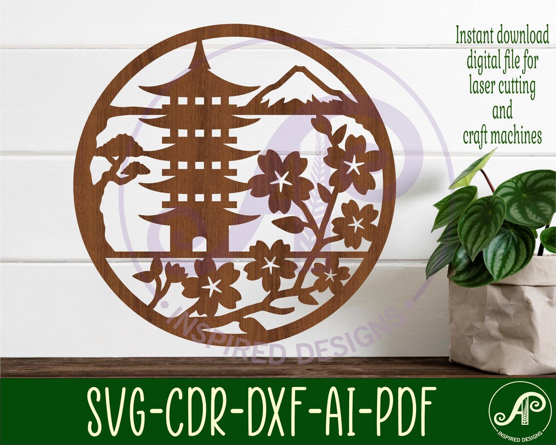 Pagoda Japanese Wall Art, SVG File. Vector File Ai, Cdr, Dxf Instant ...