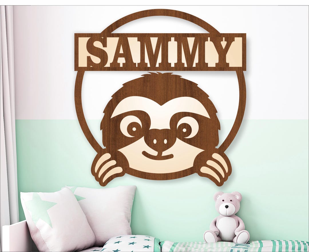 Sloth Name Sign, SVG, Nursery Themed Door or Wall Hanger, Laser Cut ...