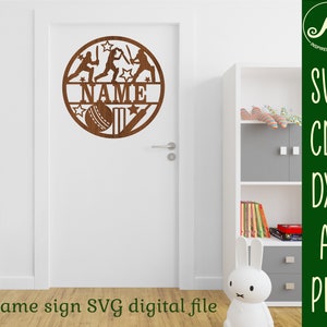 Cricket Male Name Sign, Laser Cut File SVG, Sport Themed Door or Wall ...