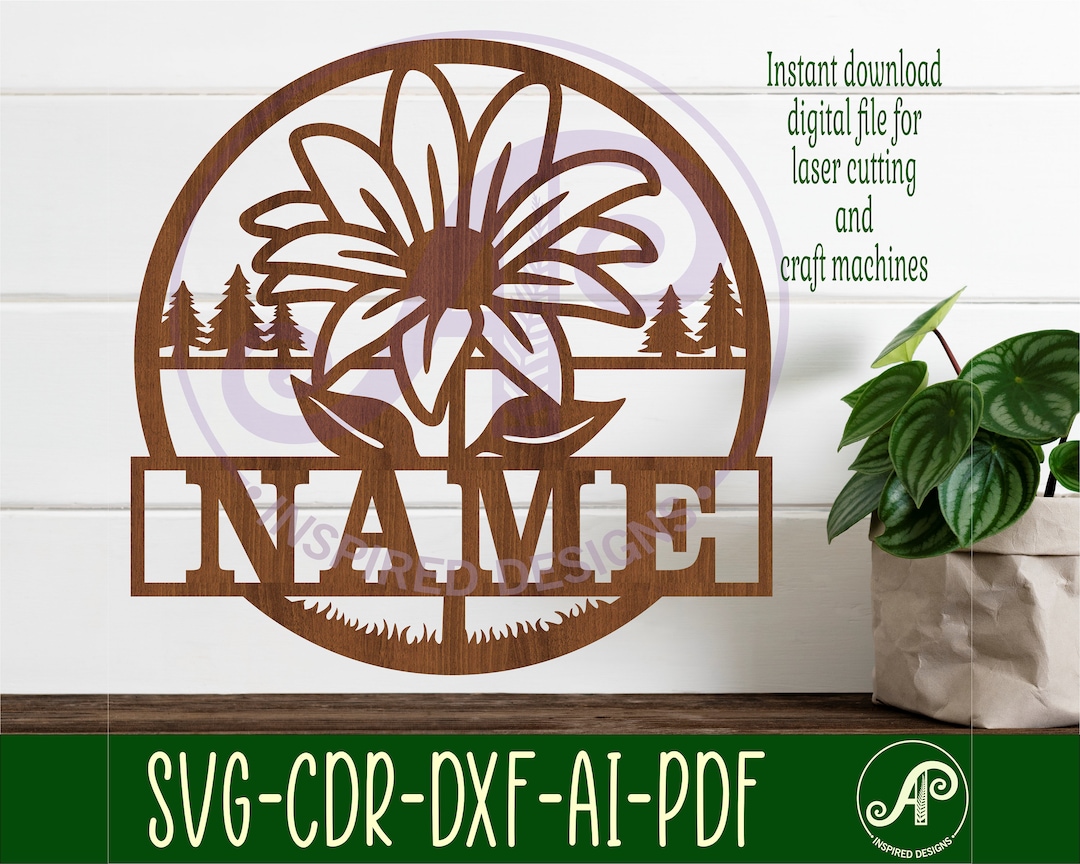 Flower Name Sign, SVG, Floral Nursery Decor, Laser Cut Template ...