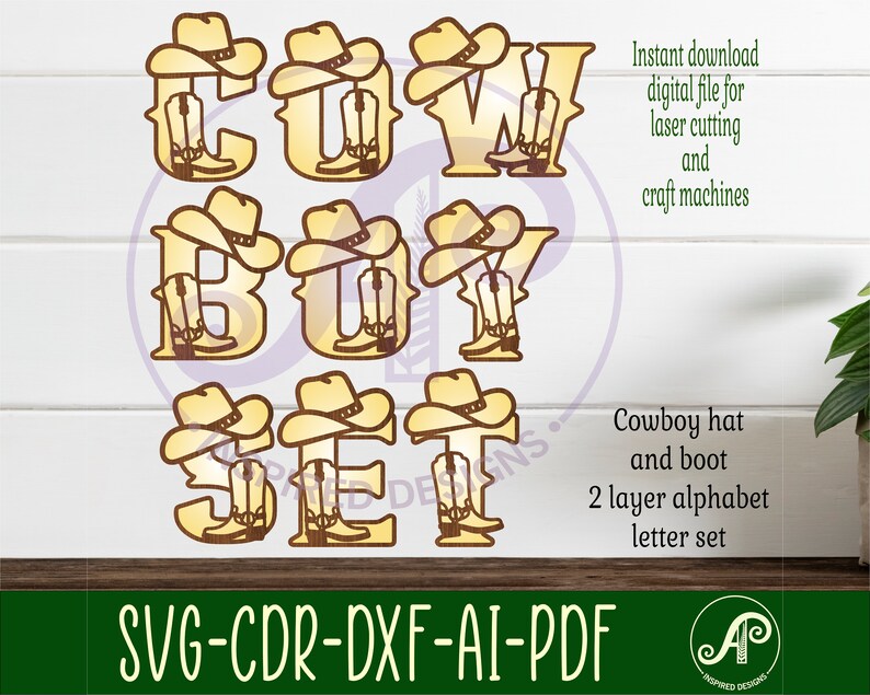 Cowboy Hat Boot Alphabet SVG: Rodeo Letters Vector (digital Download ...