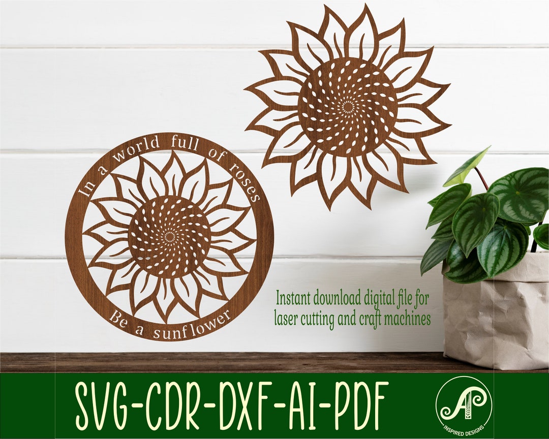 Sunflower Designs SVG Laser Cut Files, Vector File Ai, Cdr, Dxf Instant ...