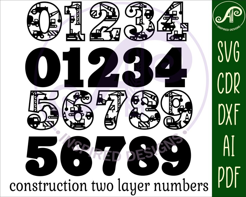 Construction Numbers Cake Topper SVG: Vehicle Party Decor (digital ...