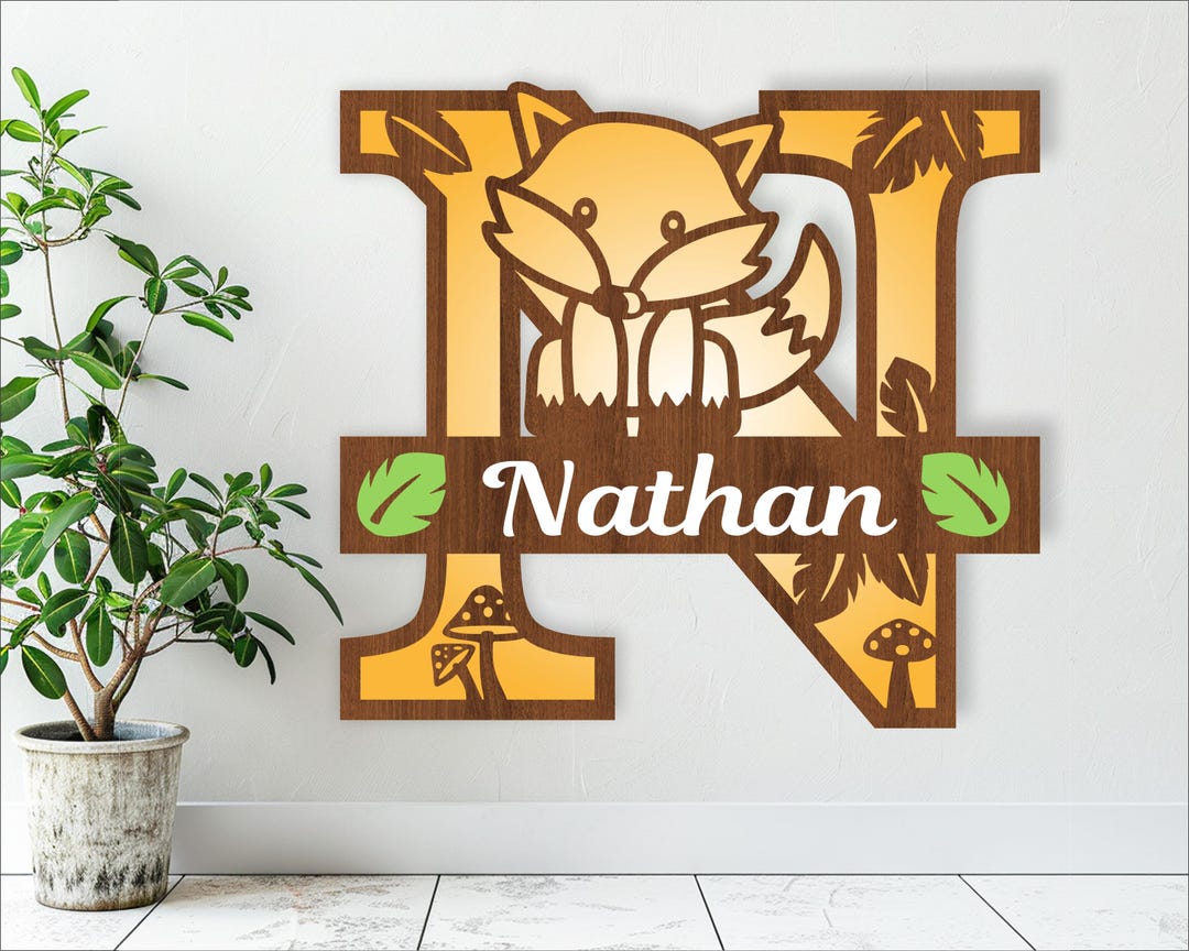 Letra del monograma de Fox Signos de nombre. Plantilla de corte láser ...