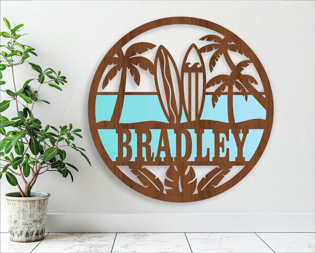 Surfers Beach Name Sign: Laser Cut Personalized Wall Art (digital ...