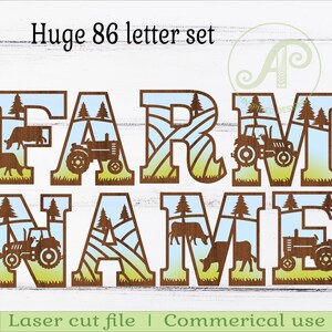 Farm Tractor Alphabet Set: Layered SVG Vector Letters (digital Download ...