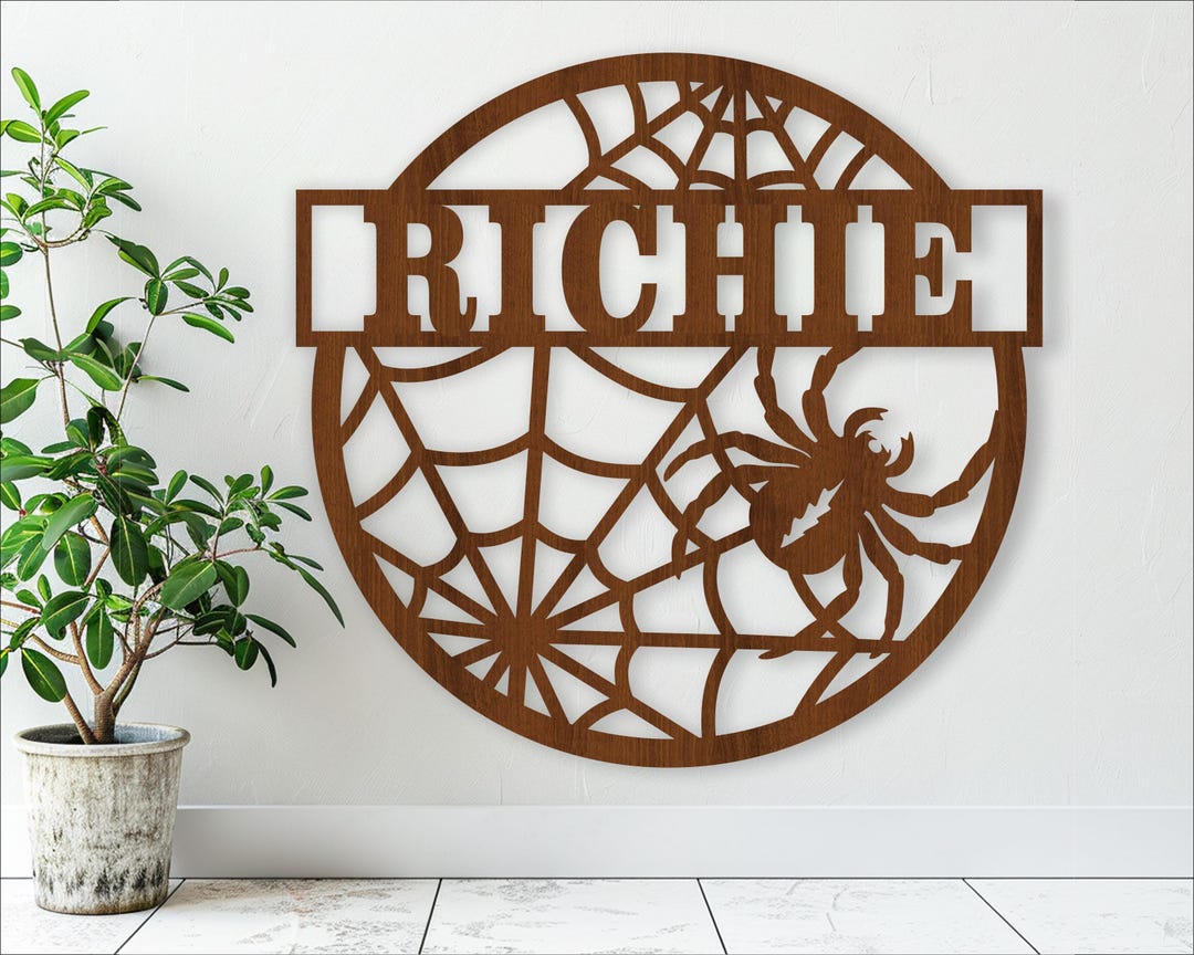 Spider Name Sign, SVG, Spider Web Themed Door or Wall Hanger, Laser Cut ...