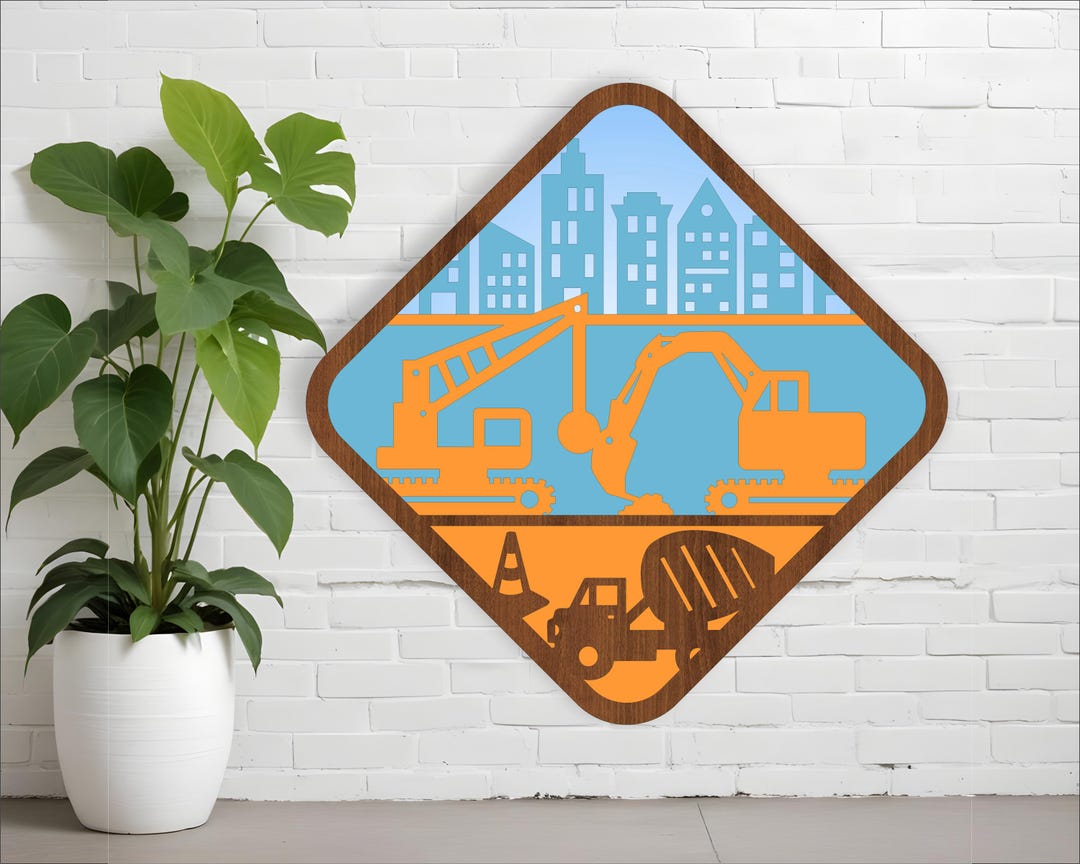 Construction Layered Wall Sign Design. Laser Cut File. Vector File SVG ...