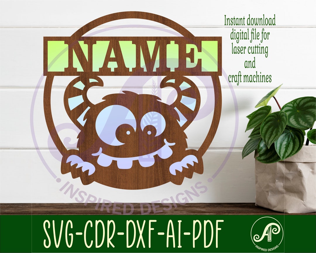 Monster Name Sign, SVG, Nursery Themed Decor Sign. Laser Cut Template ...