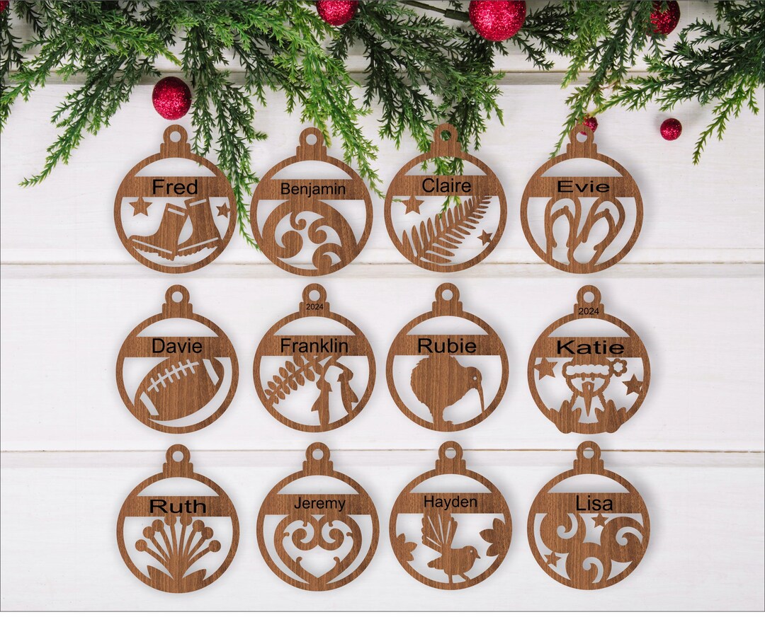 New Zealand Christmas Ornaments: Kiwiana Laser Cut Designs (digital ...